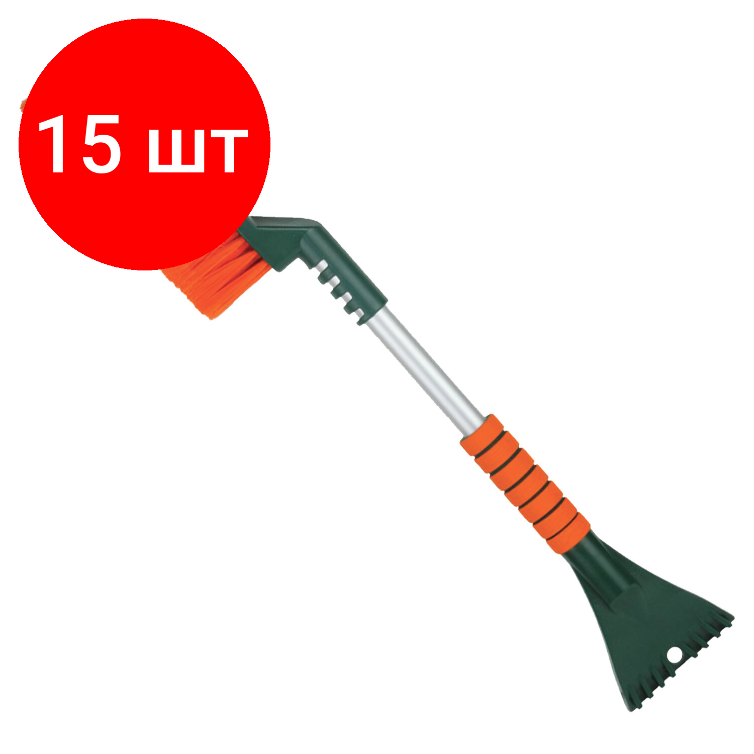 Комплект 15 шт, Щетка со скребком для снега автомобильная, противоскользящая ручка, 63см, Li-Sa, LS28, 48319