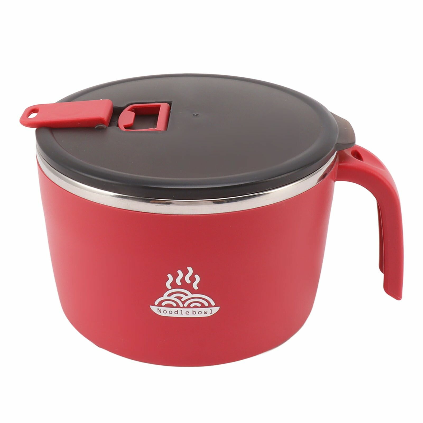 Чаша для лапши быстрого приготовления из нержавеющей стали, уплотнительная сливная кружка для супа с крышкой, держатель для телефона для общежития, офиса, 1300 мл, большая емкость, красный