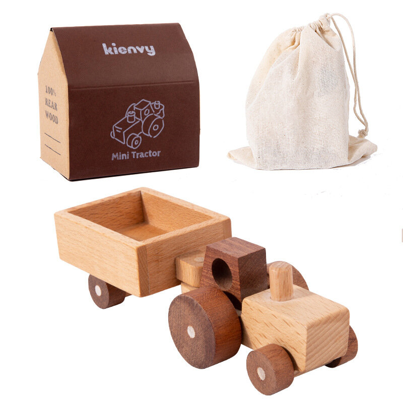 Деревянная мини-трактор-модель для детей, модель строительной техники, прочный подарок на день рождения для мальчиков