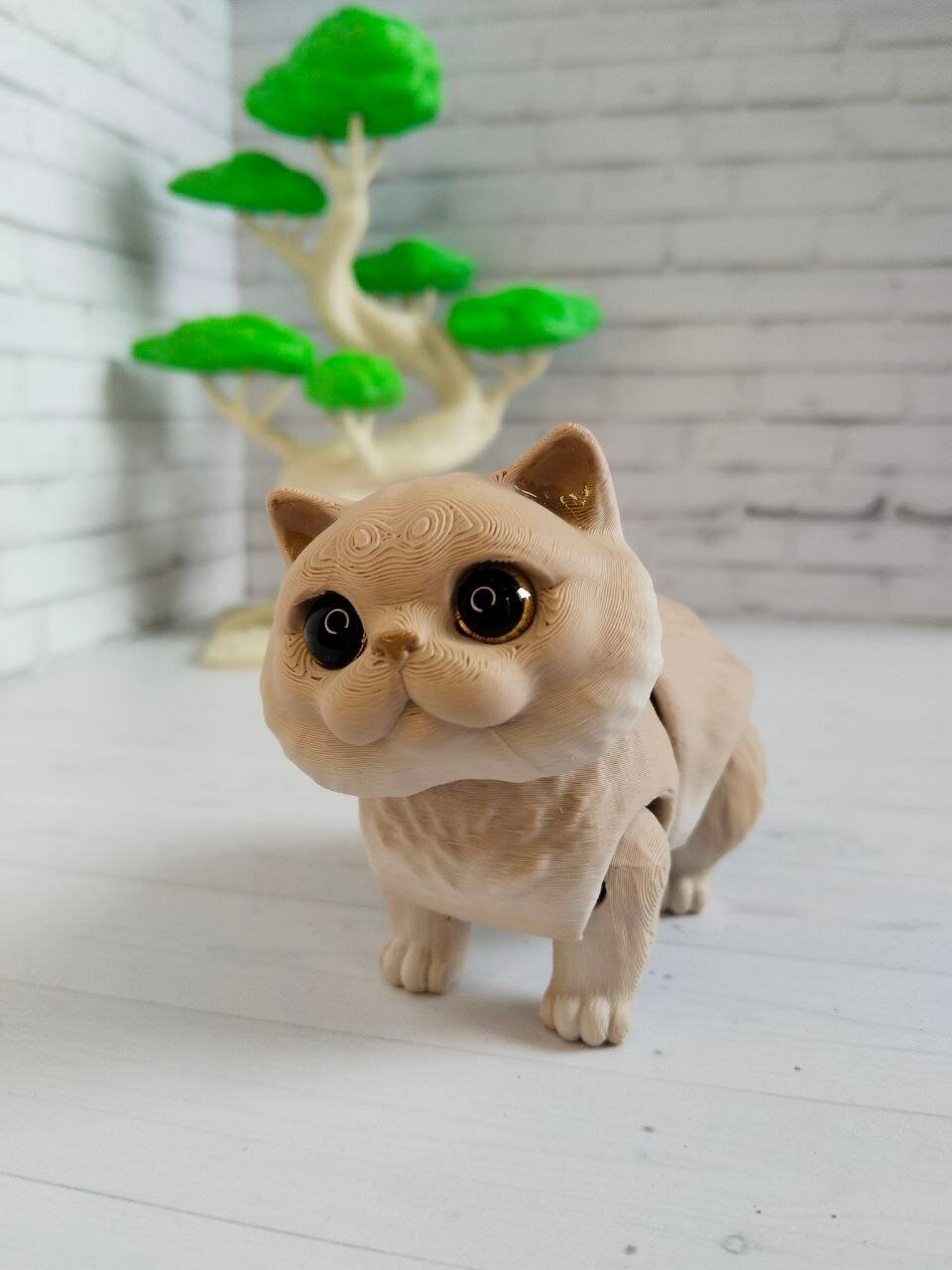 Подвижный толстый кот Фрикаделька рыжий 3d антистресс бежевый