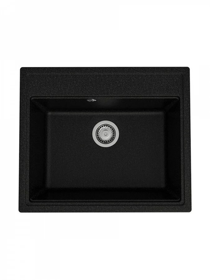 Мойка кухонная Teymi Lori Maxi кварцевая, 60x51, прямоугольная, мойка для кухни, черная, матовая