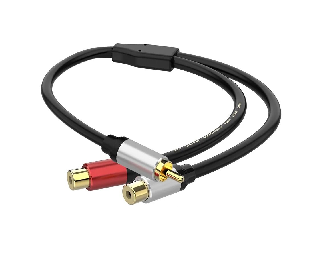 Переходник аудиокабель Premium S1289 0,3м, RCA(M)-RCA(F) черный