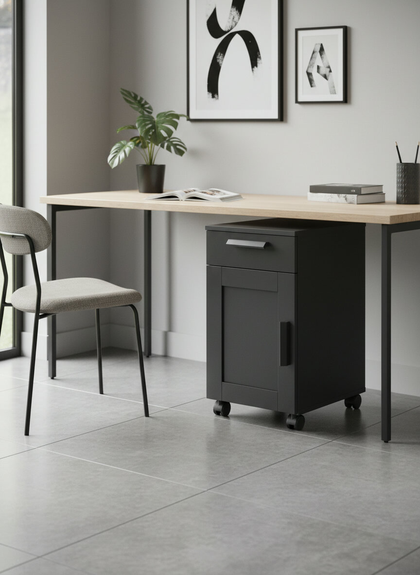 Тумба с ящиками на колесах Ikea Brimnes Икеа Бримнэс, 35x68 см, черный