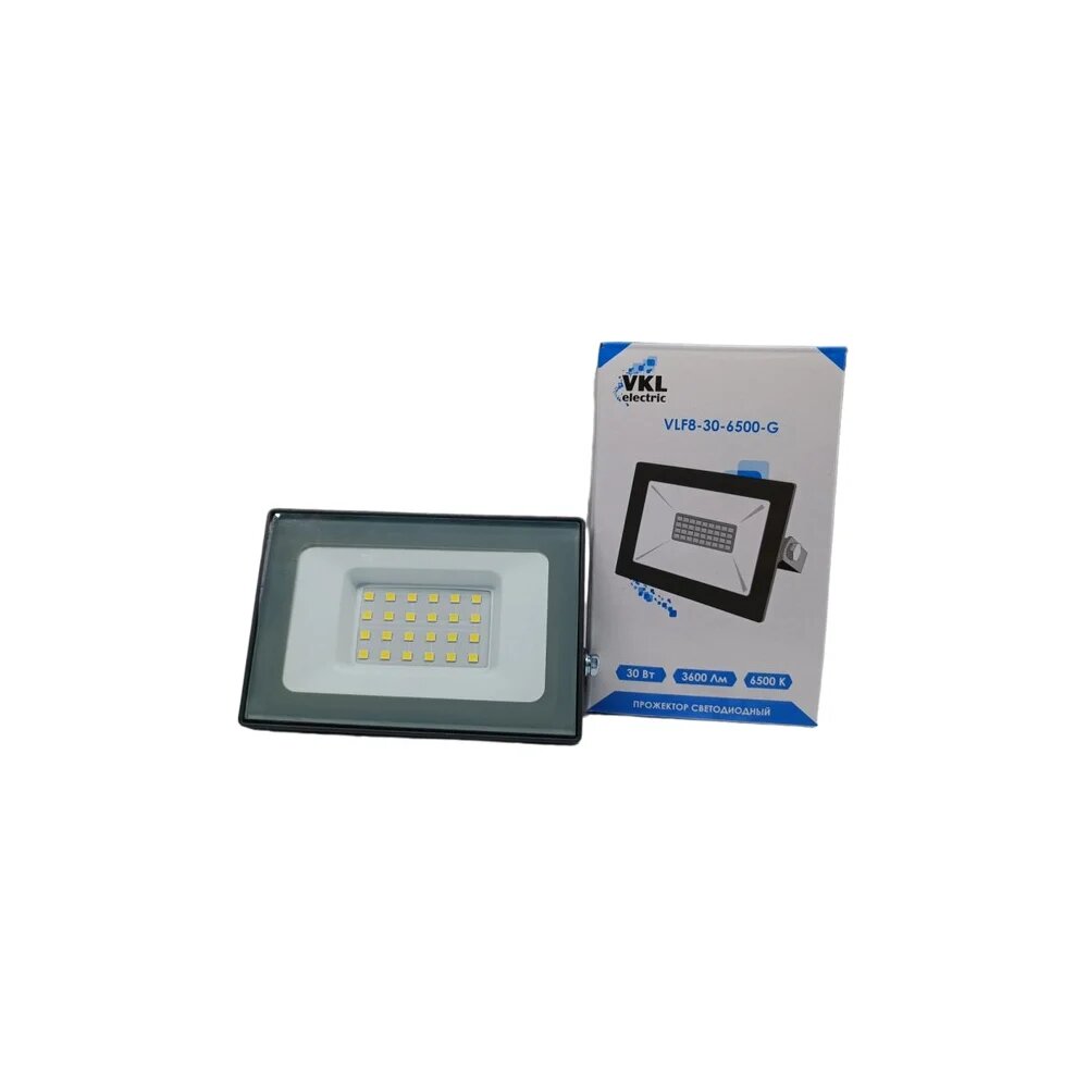 Прожектор VKL electric 30W VLF8 6500К 3600Лм 220V IP65 серый 1208267 алюминиевый корпус, холодный белый свет