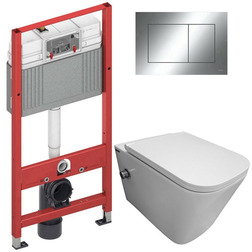 Инсталляция TECE 9400412 + унитаз Bloomix Arum 1303SB безободковый с функцией биде и смесителем