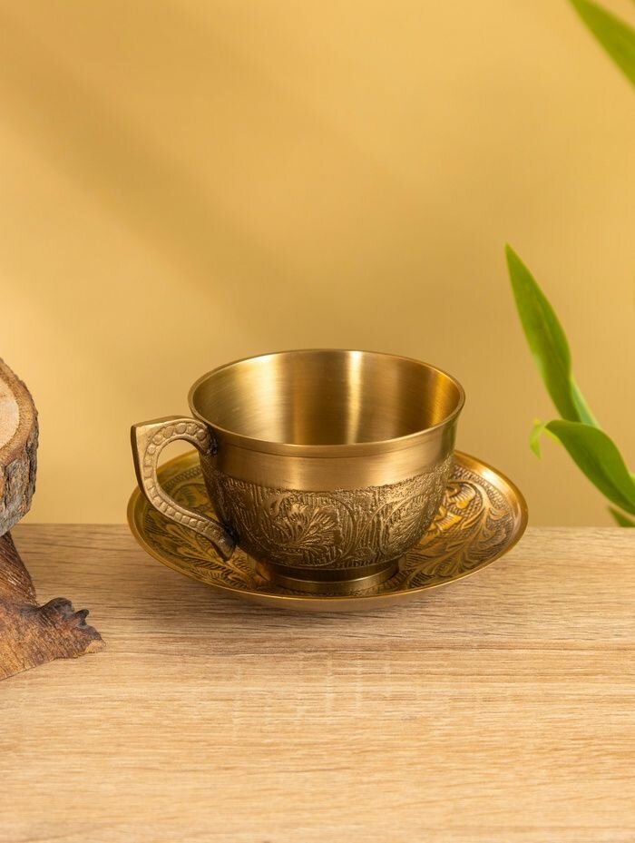 Чайная пара Sima-land Антик, 12х11.5х6 см, латунь, золотистый