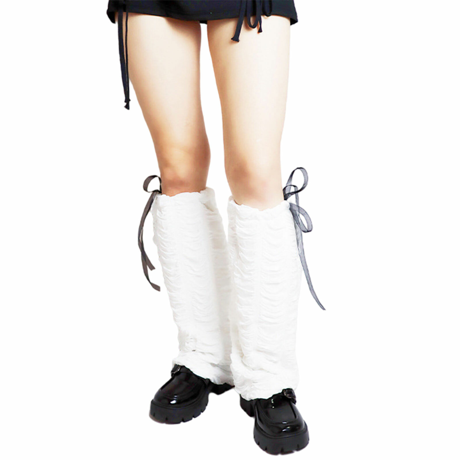 Японские милые гетры в стиле Лолиты, гетры в стиле Харадзюку, готические женские волнистые, с морщинистыми рюшами, с лентой и бантом, чехлы для ног, свободные носки, уличная одежда