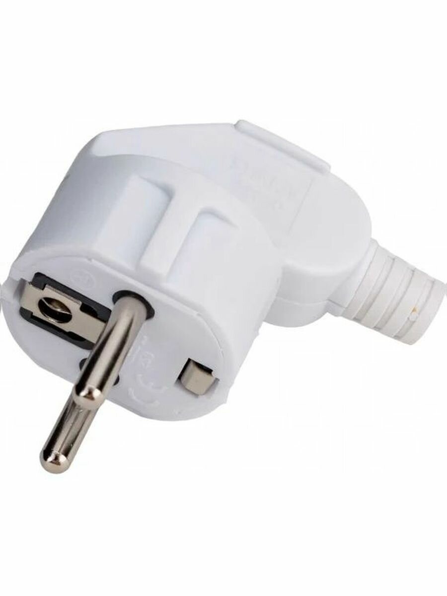 Вилка угловая с заземляющим контактом, пластик 250В, 16A, IP20, белая, PPG16-41-202 32850