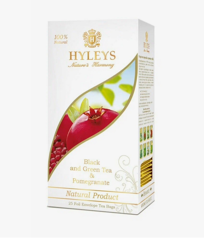 Чай HYLEYS Гармония природы, черный и зеленый с гранатом, 25 пакетиков по 1,5 г
