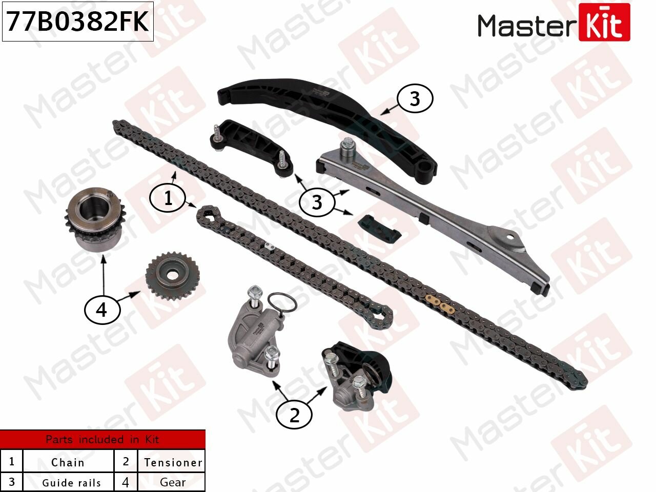 Комплект цепи ГРМ CADILLAC LSY 20T MasterKit 77B0382FK