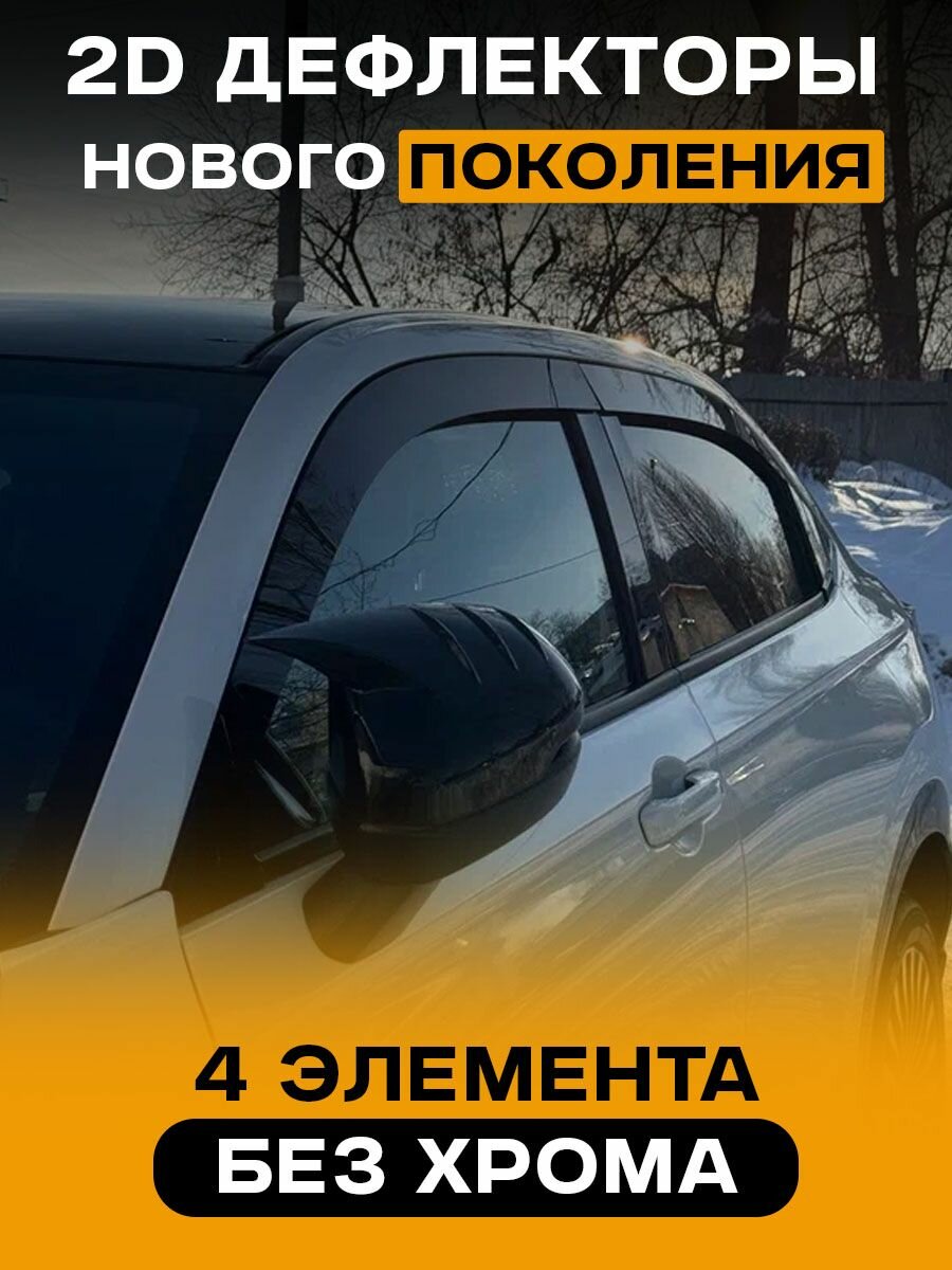 Дефлекторы на Honda eNS1 (Хонда еНС1) 2022-2026, 2D ветровики на окна автомобиля, черные
