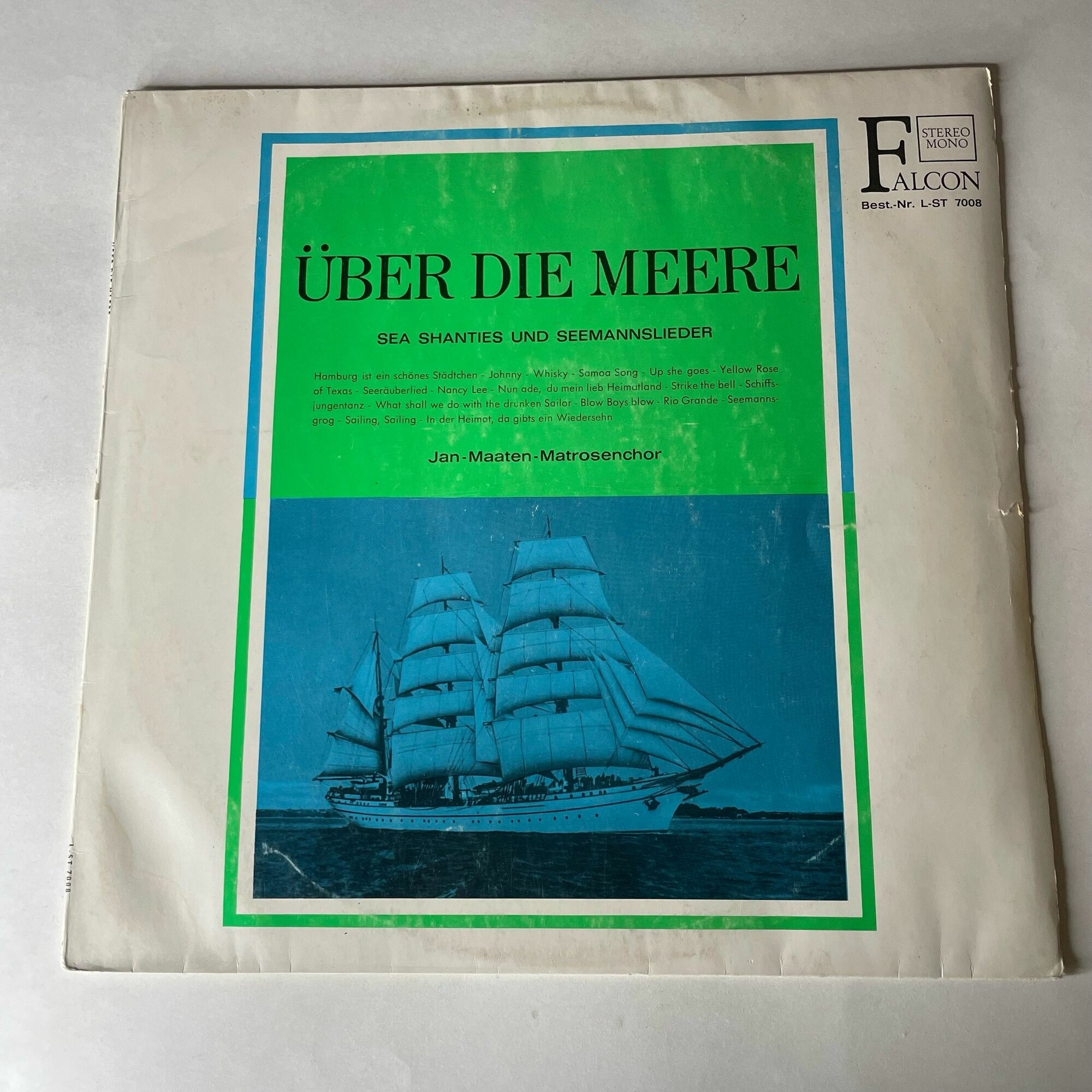 Винтажная виниловая пластинка LP Jan Maaten Matrosenchor, Uber Die Meere Над Морями (Sea Shanties Und Seemannslieder) Морские Песни И Песни Моряков (Германия 1977)