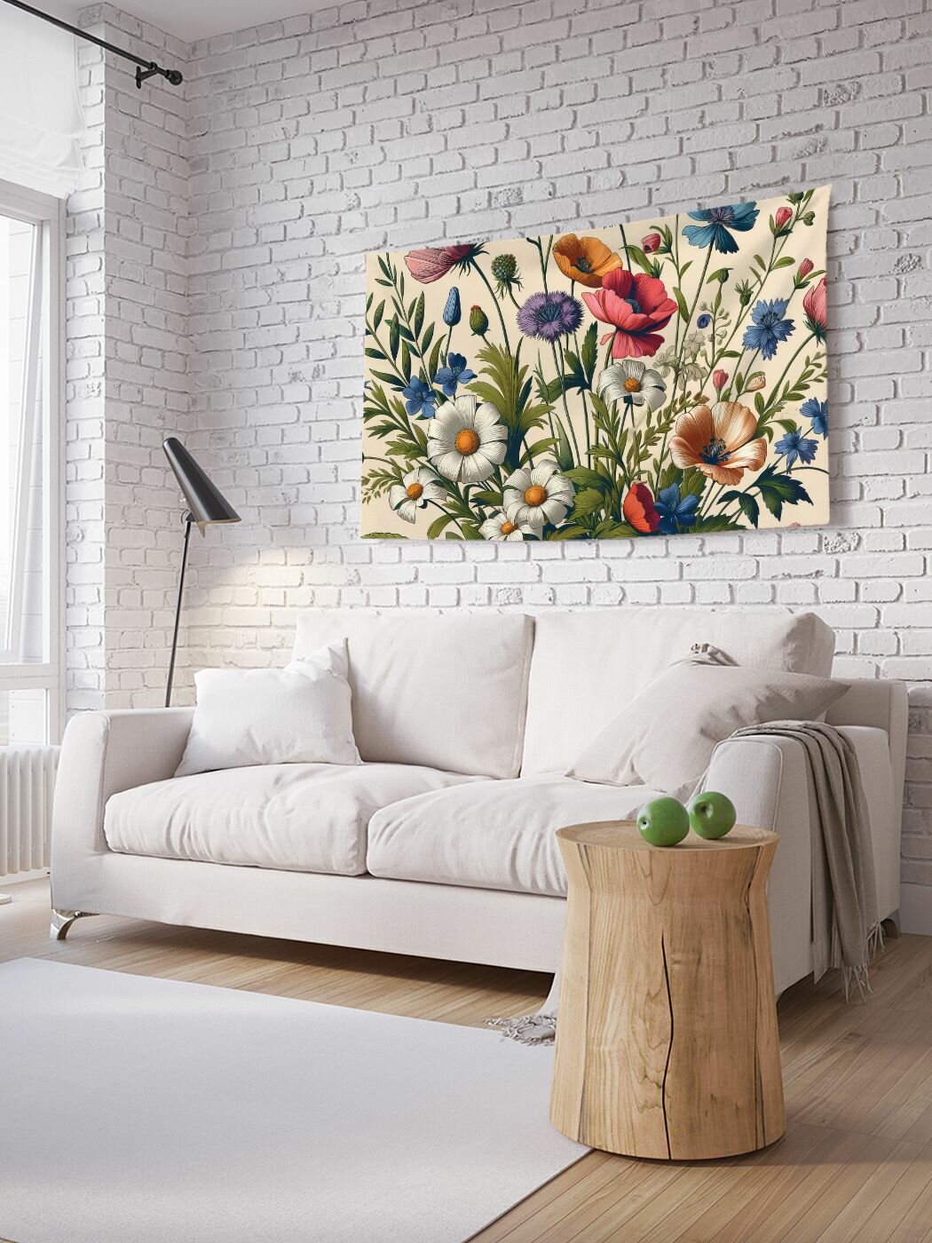 Фотопанно на стену тканевый горизонтальный "Полевые цветы", 150х200 см, JoyArty
