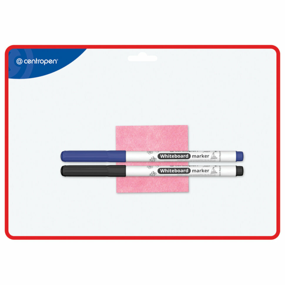 Доска двусторонняя маркерная А4 (297х210 мм), белая/линия, 2 маркера + салфетка, CENTROPEN, 7719, 577190201, 237809