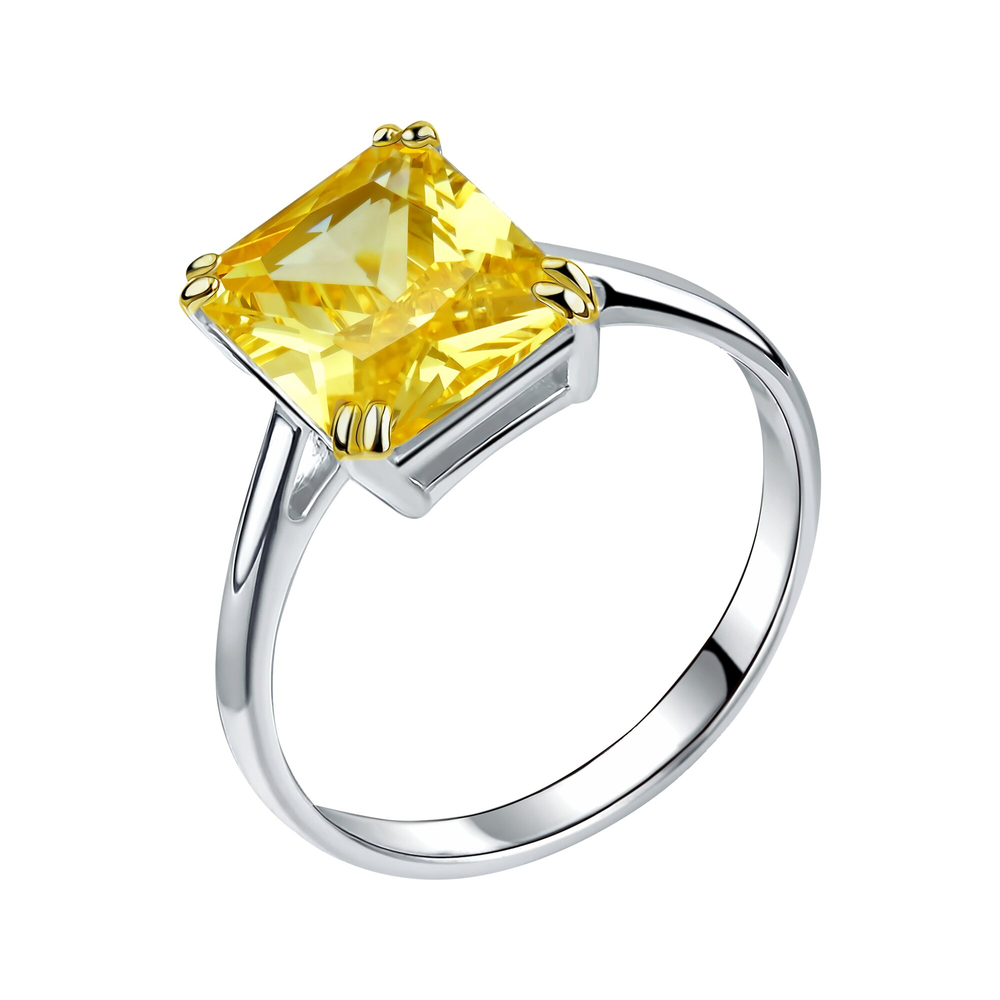 Кольцо, серебро, 925 проба, родирование, фианит