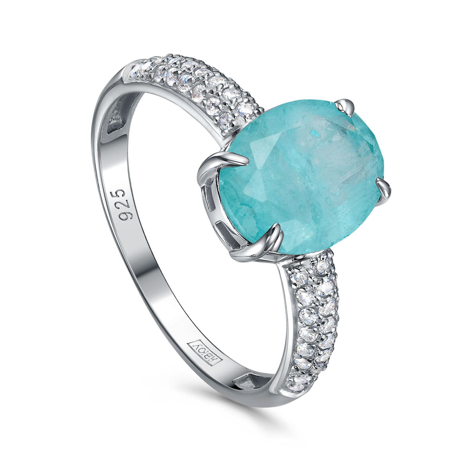 Кольцо тонкое, серебро, 925 проба, алпанит, фианит