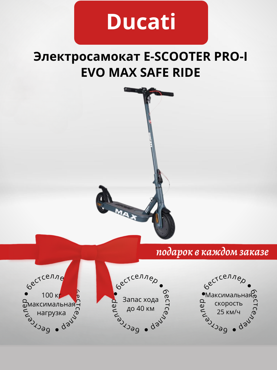 Электросамокат Ducati E-SCOOTER PRO-I EVO MAX SAFE RIDE (+подарок)