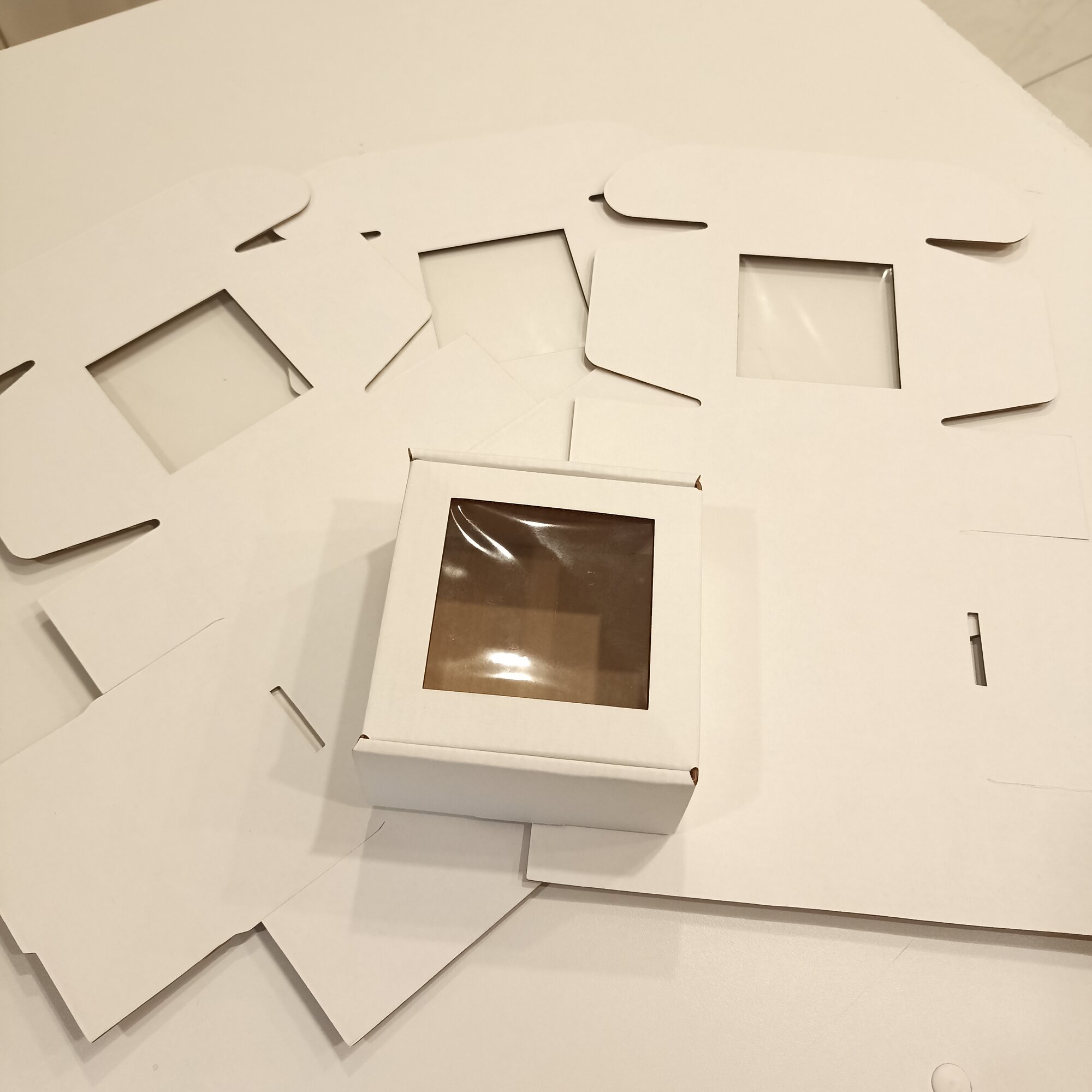 Коробка подарочная самосборнаяс окном, 10x10x5 см, цвет белый, 20 шт.