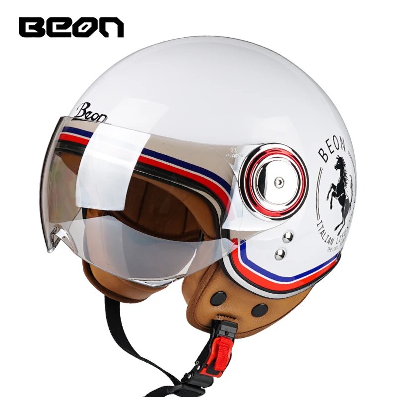 Винтажный мотоциклетный шлем BEON Chopper 3/4 с открытым лицом, мотошлем, мото Casco Capacete, мужской и женский шлем для скутера, мотоциклетный шлем