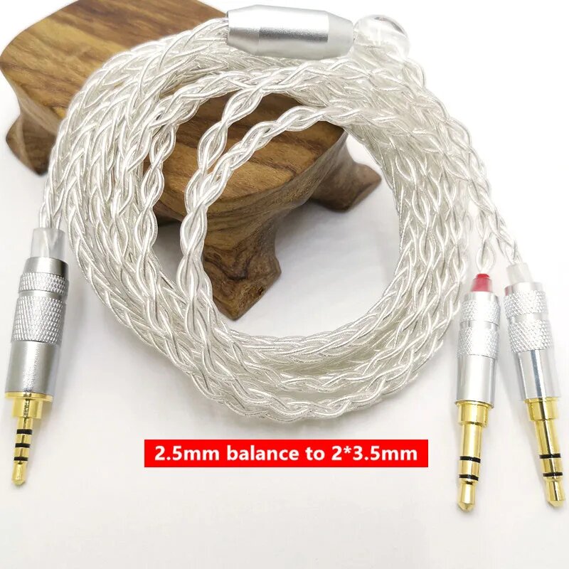 Кабель для наушников RYGMR 8-жильный 3,5/2,5/4,4 мм DX3 Silver 2.5