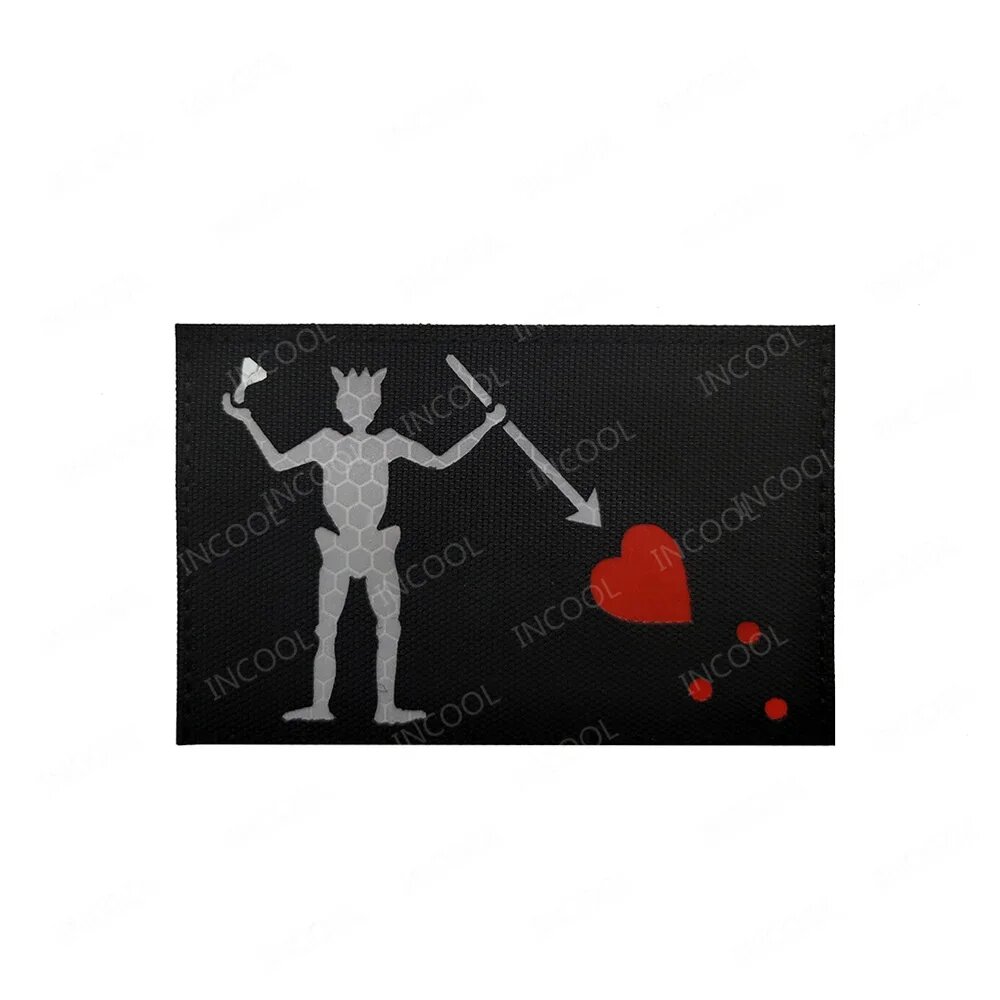 Светоотражающие вышитые патчи "Черная Борода" Черный, 18 Reflective 11X7CM