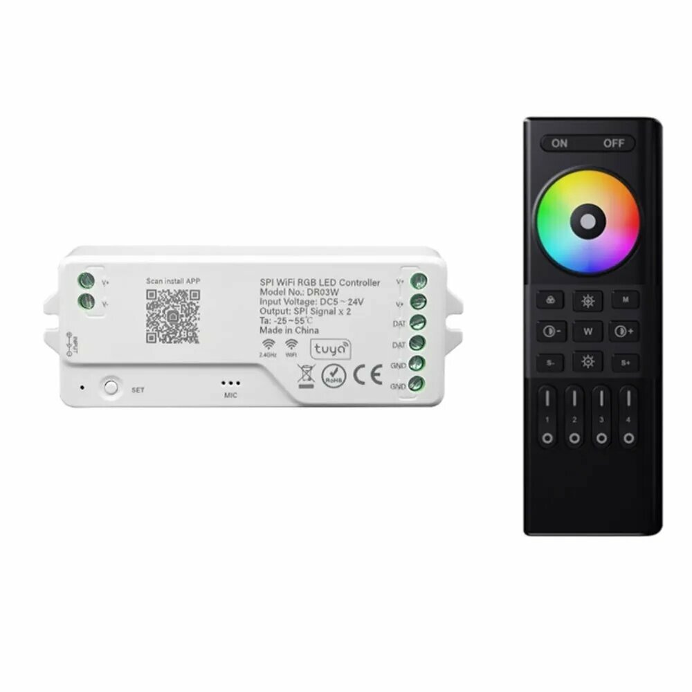 L1(D O M G) DR03W TUYA SPI WIFI RGB LED Контроллер Диммер Черный