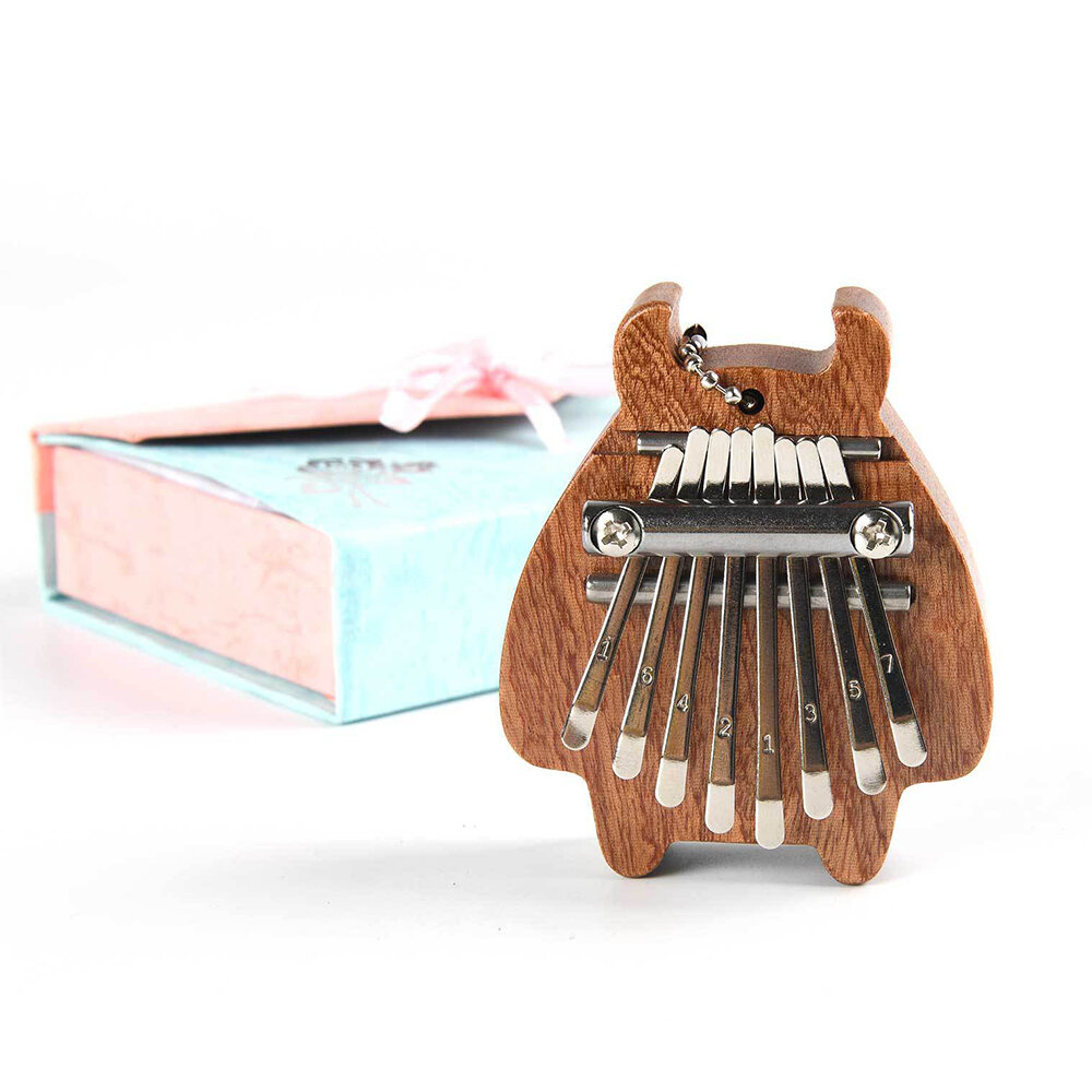 8-Key Mini Kalimba Portable Thumb Finger Piano Percussion Pocket Musical Instrument with Necklace, Material: Wood+Metal, Item Size: 75*60*18mm, Item Weight: 65g, Package Weight: 102g, Package Size: 95*90*36mm, 1* Mini Kalimba, 1* Necklace