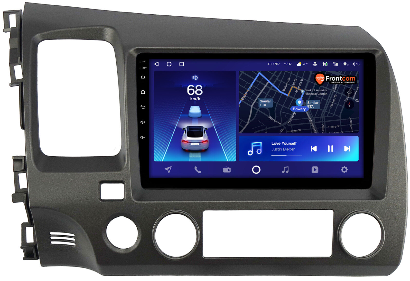 Штатная магнитола Honda Civic 8 4D 2005-2012 (левый руль, седан) Teyes CC2 PLUS 4/32 9" RM-9-1061 Android 10 (4G-SIM, DSP, QLed)