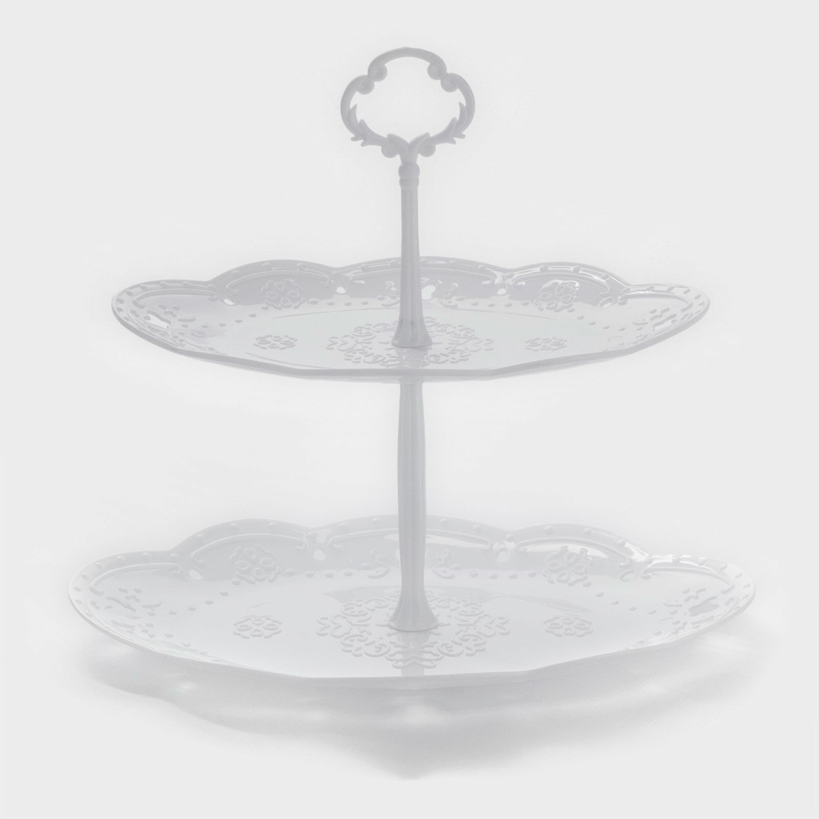 Этажерка для фруктов и десертов "Вивьен", 2 ярусная, пластик, овальная, 25.5x17.5/30x21.5 см, белая