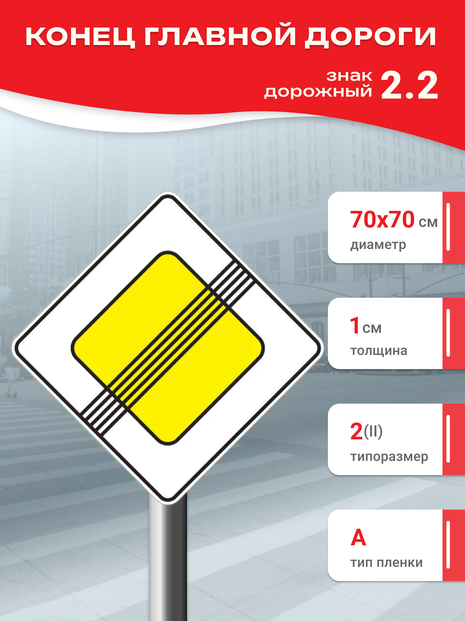 Дорожный знак 2.2 Конец главной дороги