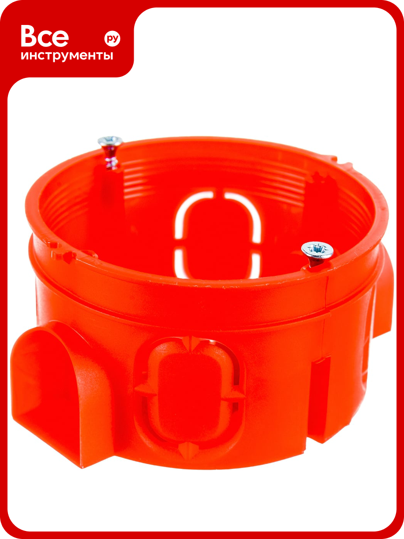 Установочная коробка скрытой проводки Рувинил 65х40 с саморезами IP30 10180С