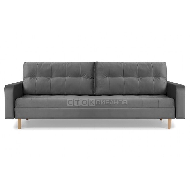 Диван Сток Диванов Бали, графитовый велюр, 235 см, механизм еврокнижка, на ножках