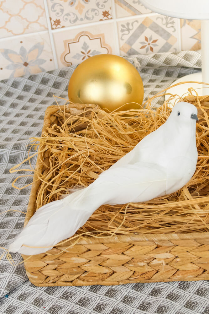 Декоративное украшение на клипсе голубка коломба, перо, пенополистирол, 23 см, Goodwill MC40301