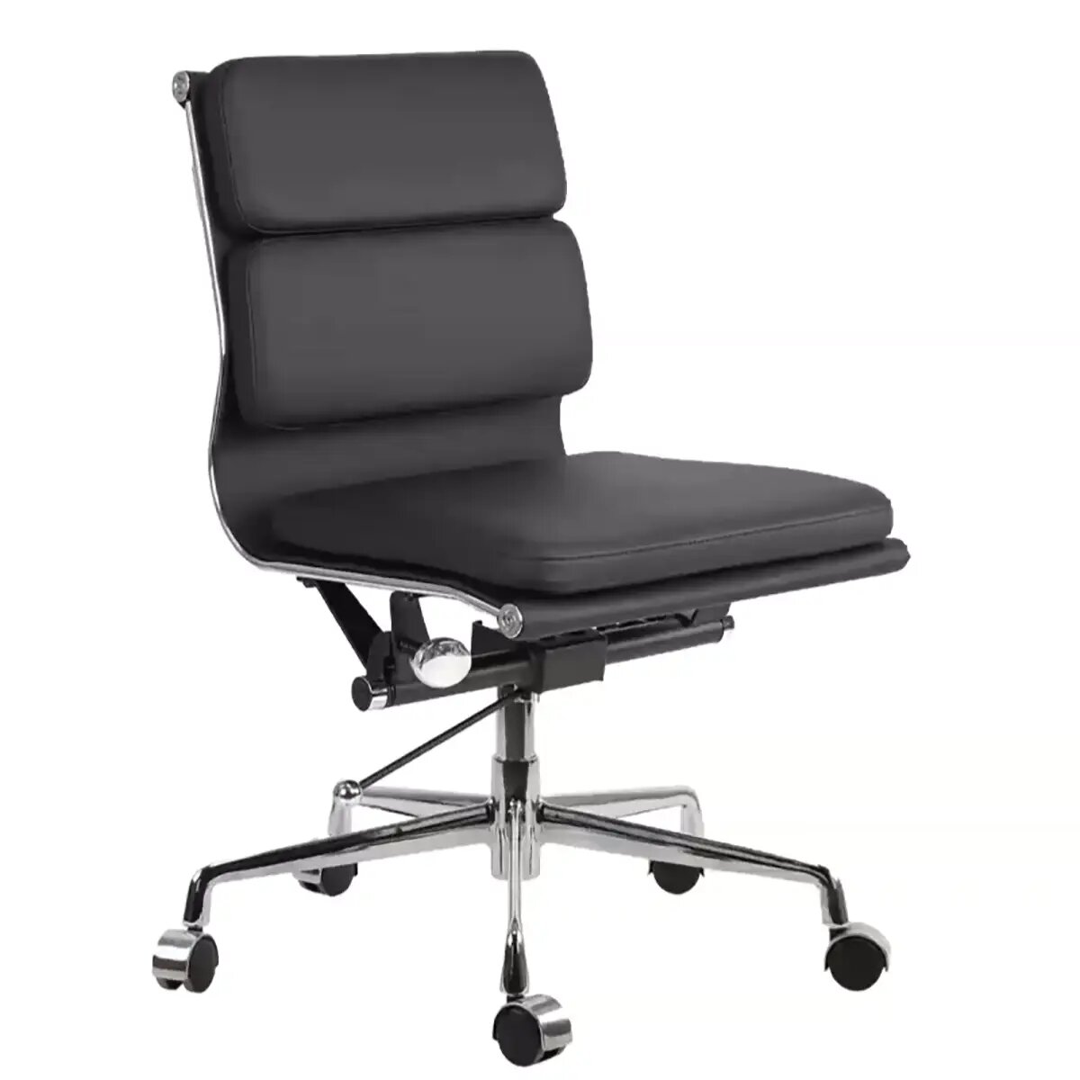 Кресло для офиса в стиле Eames Executive Chair низкое (черный без подлокотников, матовая экокожа)