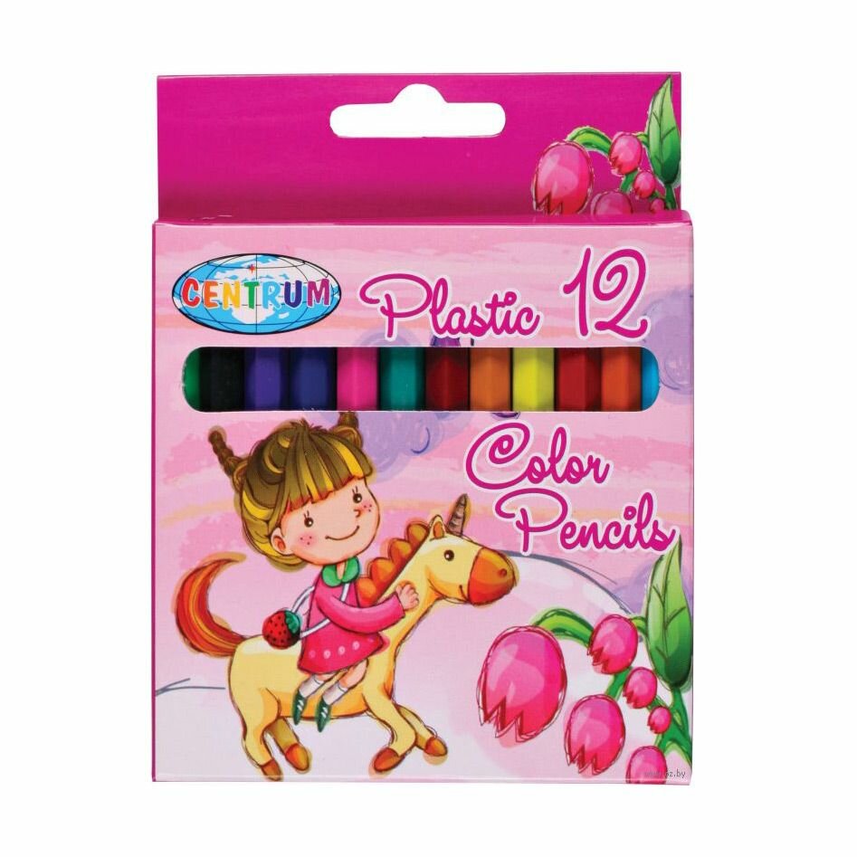 Набор карандашей Centrum Единорог, 12 цветов, пластиковые, длина 88 мм