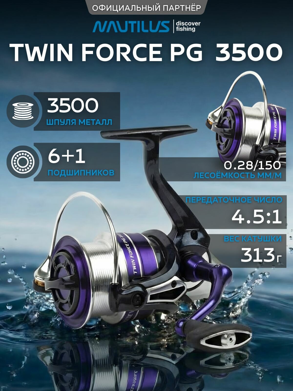 Катушка для спиннинга Nautilus Twin Force PG 3500