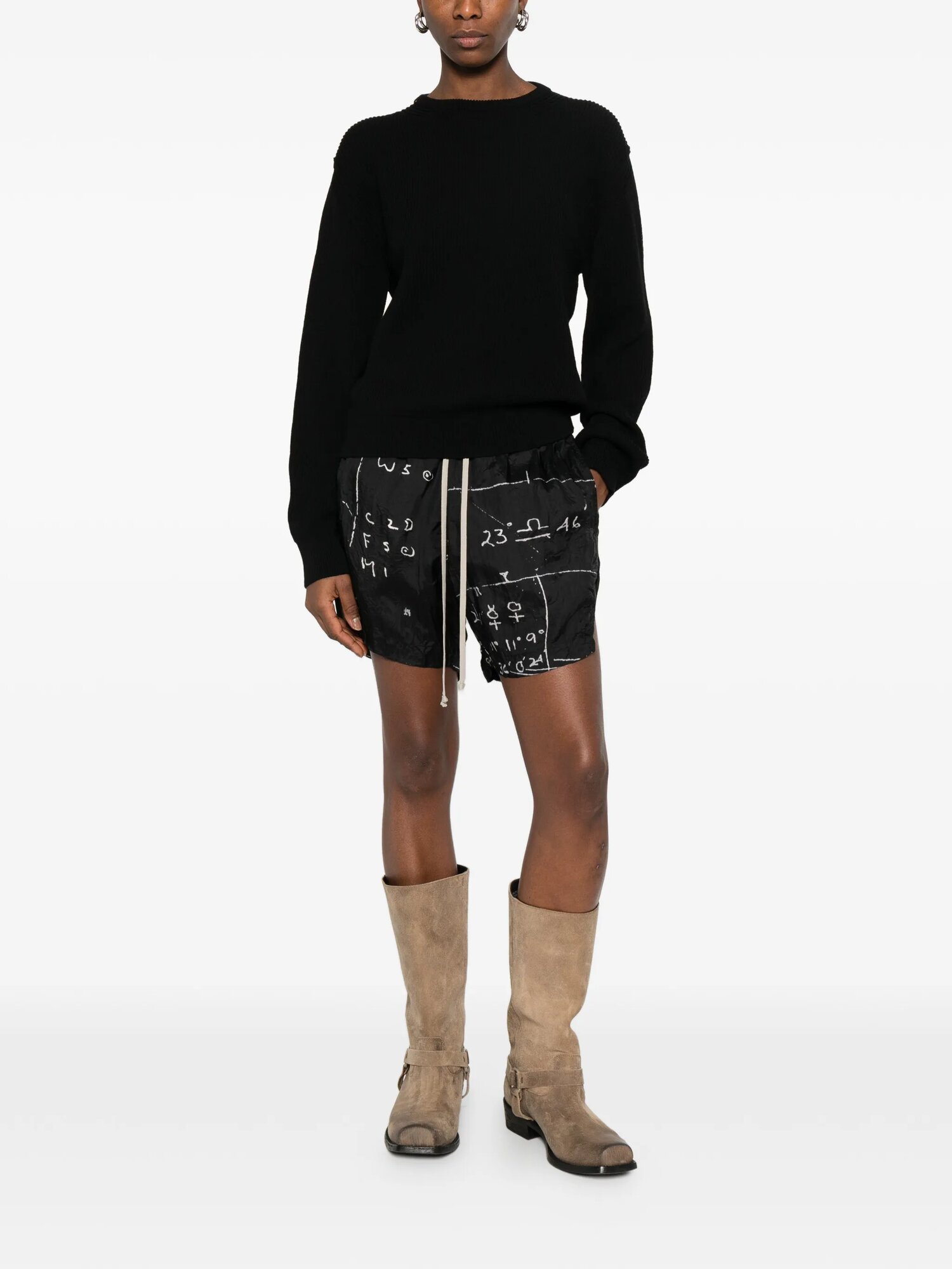 Шорты Rick Owens Drawstring printed shorts, размер 42, черный — фото 1