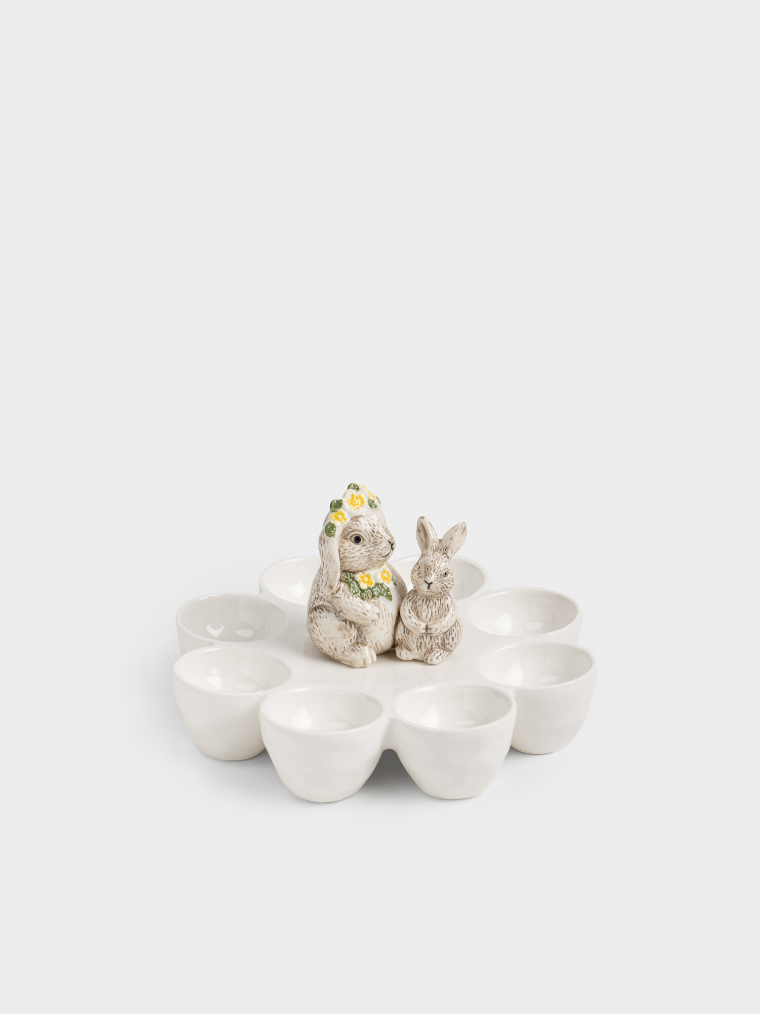 Блюдо пасхальное, 20x20 см, 8 отд, фарфор P/керамика, бело-бежевое, Кролики, Natural Easter, Kuchenland