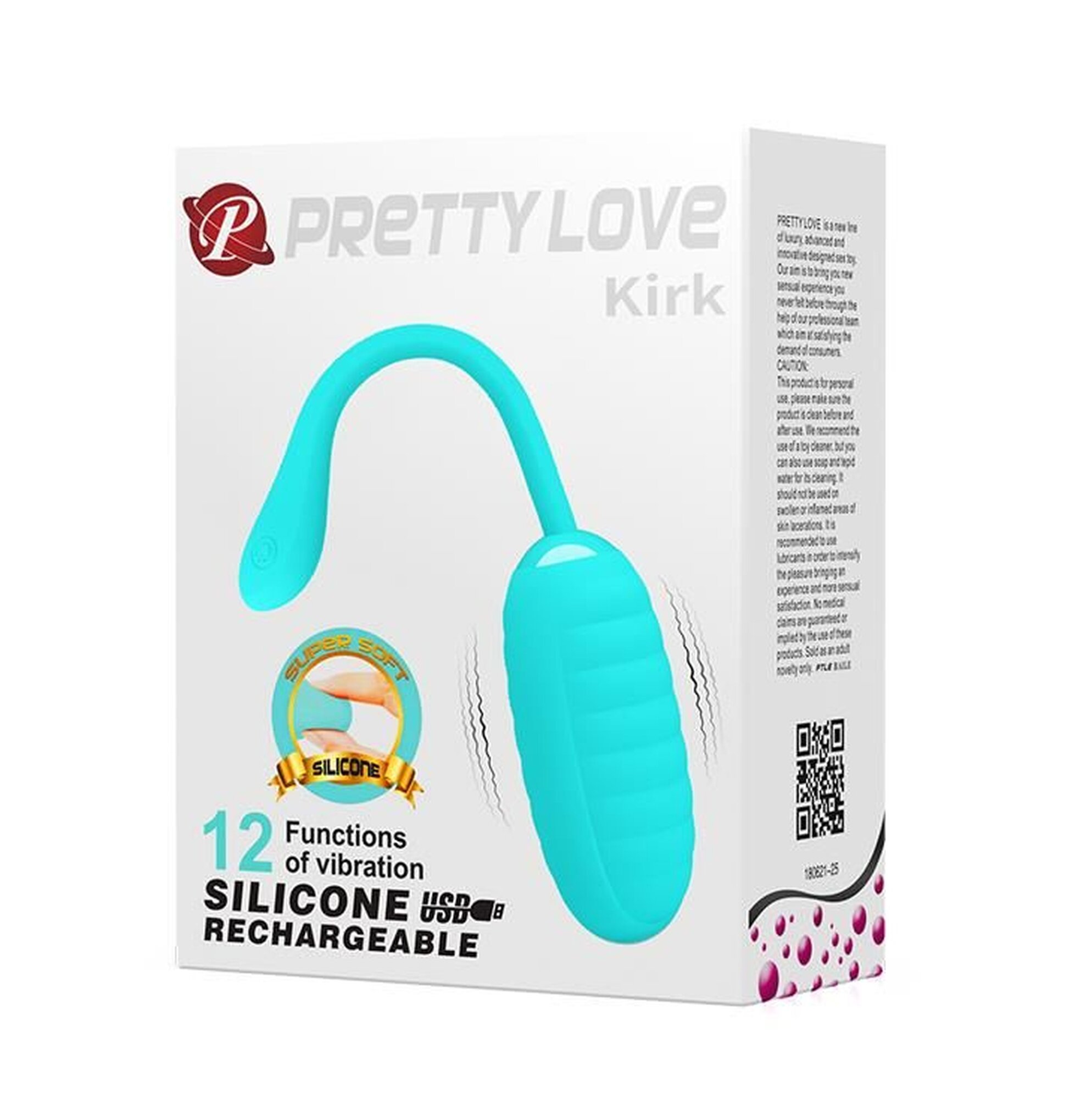 Виброяйцо Pretty Love Kirk для вагинальной стимуляции, 12 режимов, бирюза