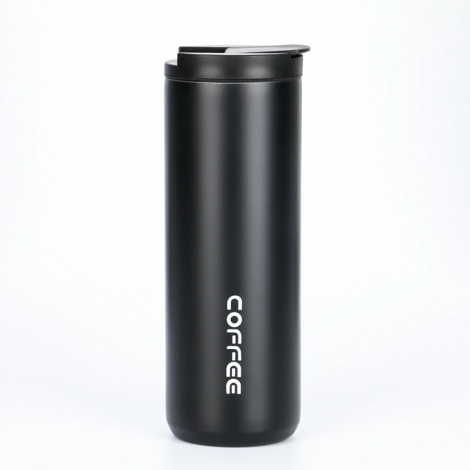 Термокружка Coffee, 500 мл, сохраняет тепло 8 ч, нержавеющая сталь, чёрная