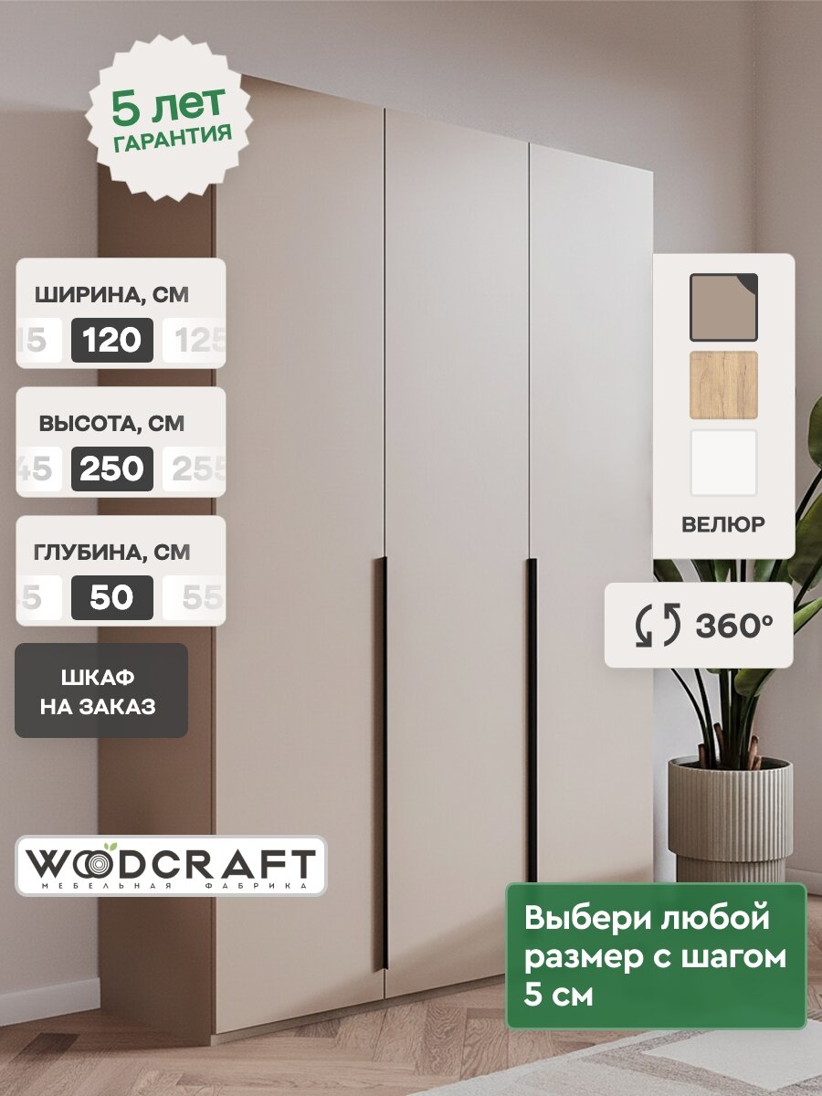 Шкаф для одежды распашной Луас 3.2 120х50х250 см ЛДСП Цвет Велюр