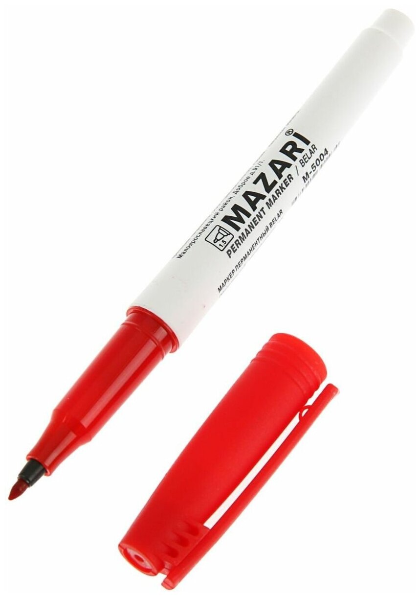 Mazari Маркер перманентный Belar цвет красный, 1,5 мм, в коробке 12 штук