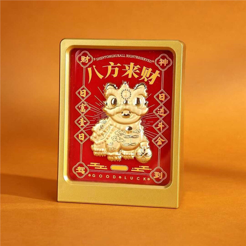 Золотое украшение - Настоящее золото - "Деньги приходят со всех сторон" - Настольное украшение в виде фоторамки - Праздничный подарок для старших и друзей