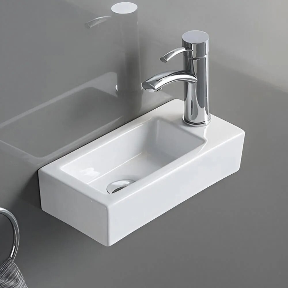 Прямоугольная раковина Unico Pureza для ванной комнаты 36.5x18x9 см, из искусственного мрамора, белого цвета