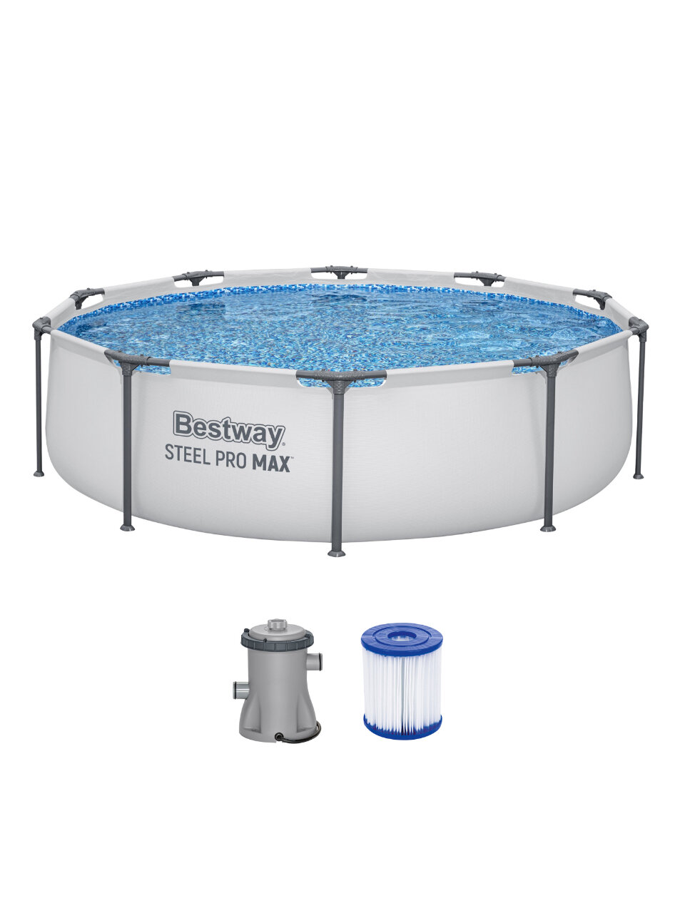 Бассейн каркасный Bestway, 366х100 см, Steel Pro Max, 56418BW, фильтр-насос, лестница, 9150 л, картридж