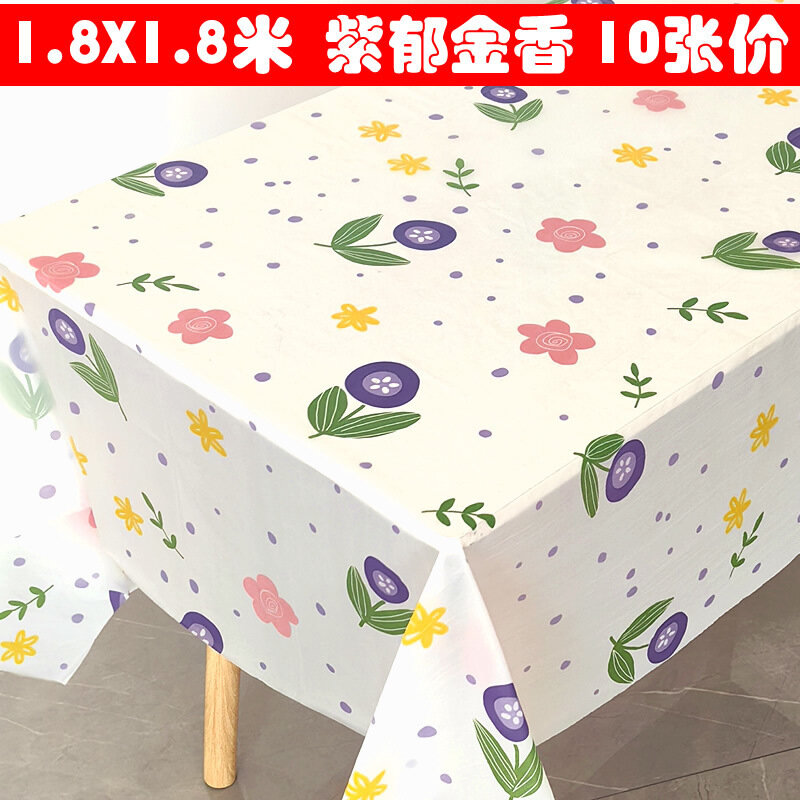 Одноразовая скатерть для детских праздников, стильный свежий принт, пластиковая водонепроницаемая скатерть для домашнего использования, квадратной формы.