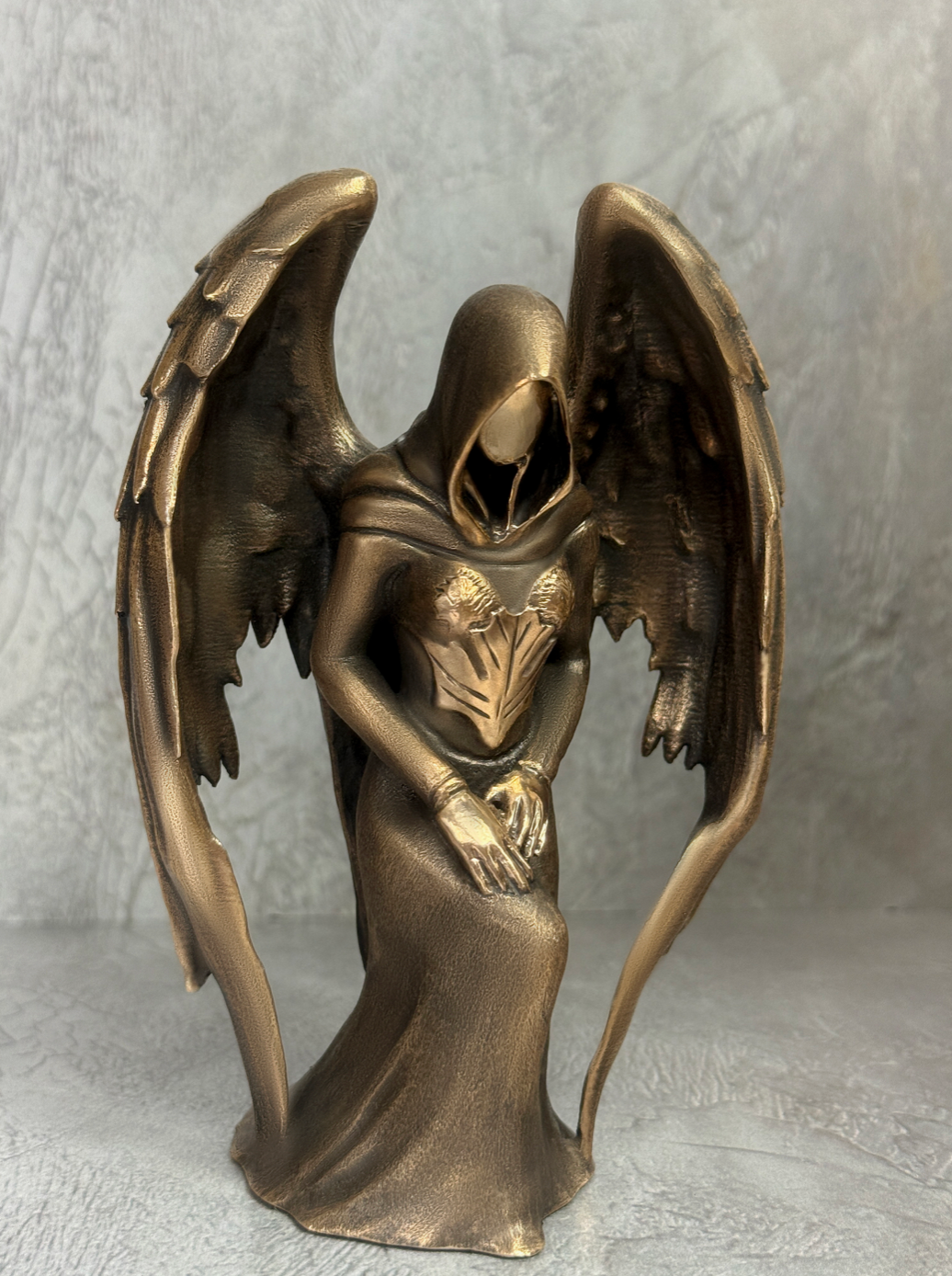 Статуэтка "Ангел колено вперед", ручная работа, из бронзы, 15 см