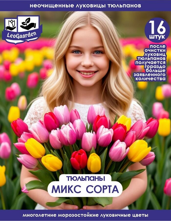 Тюльпан Луковицы неочищенные, Микс сортов, 16шт