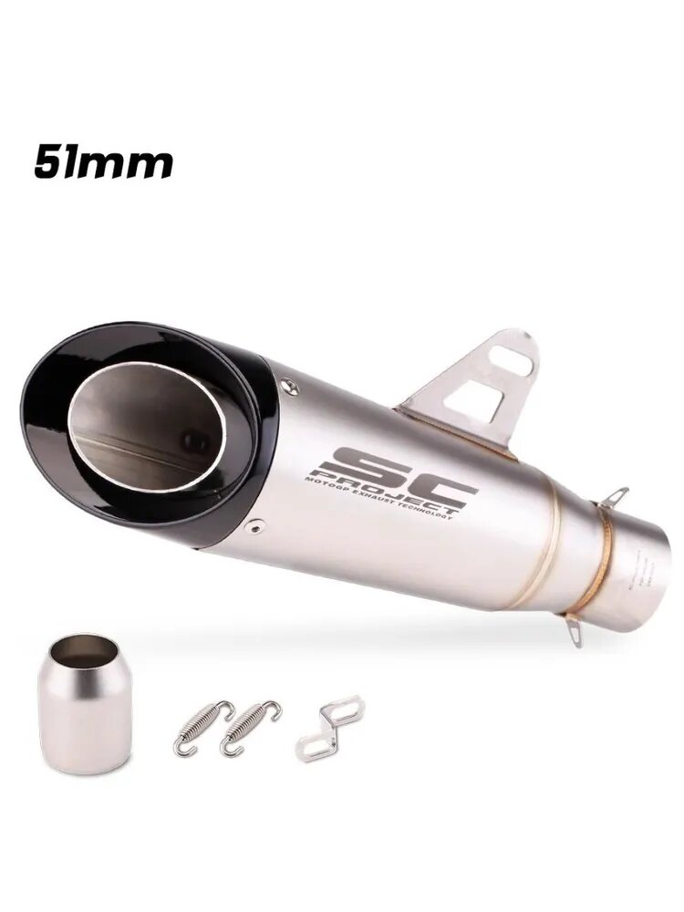 Глушитель прямоток универсальный SC Project выхлопная труба для мотоцикла / на питбайк и квадроцикл 51 мм / мопед