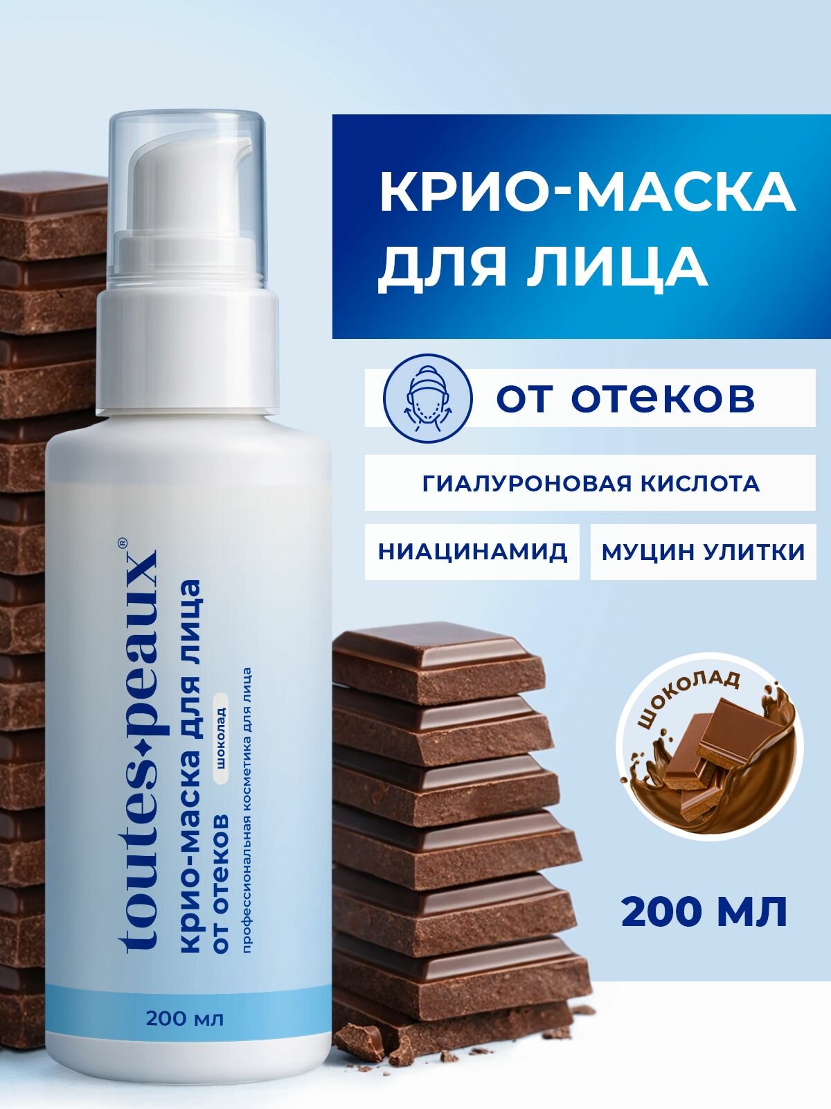 Лимфодренажная криомаска для лица от отеков охлаждающая, 200 мл